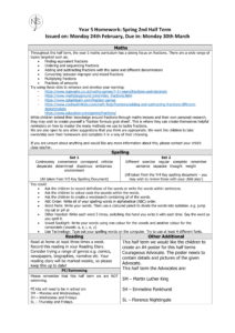 Yr 5 Half Term Homework W/beginning 24th Feb Until W/beginning 30th ...