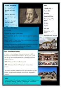 Shakespeare factfile by Freddie – Newport CE Junior School