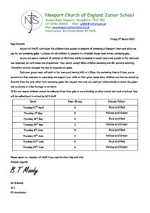 Swimming Gala Letter – Newport CE Junior School