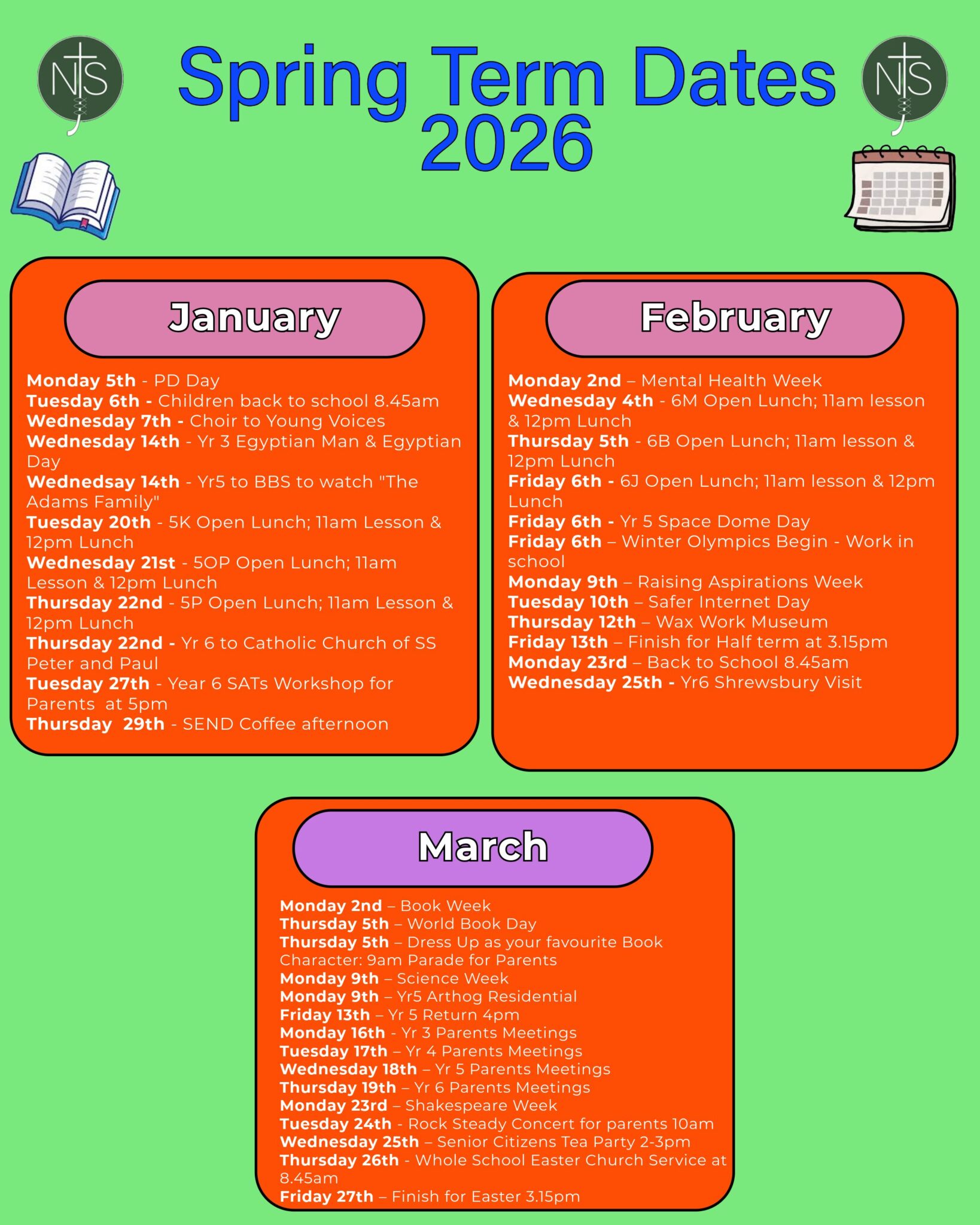 Spring Term Dates – Newport CE Junior School